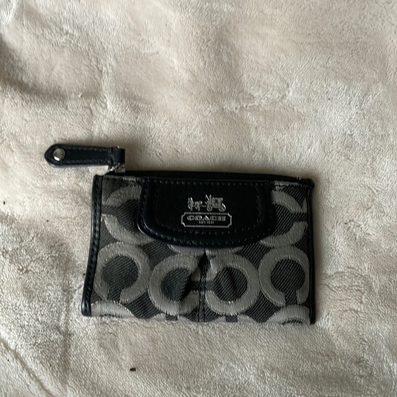 Coach | Bags | Coach Black And Gray Keychain Zip Up Coin Purse ...